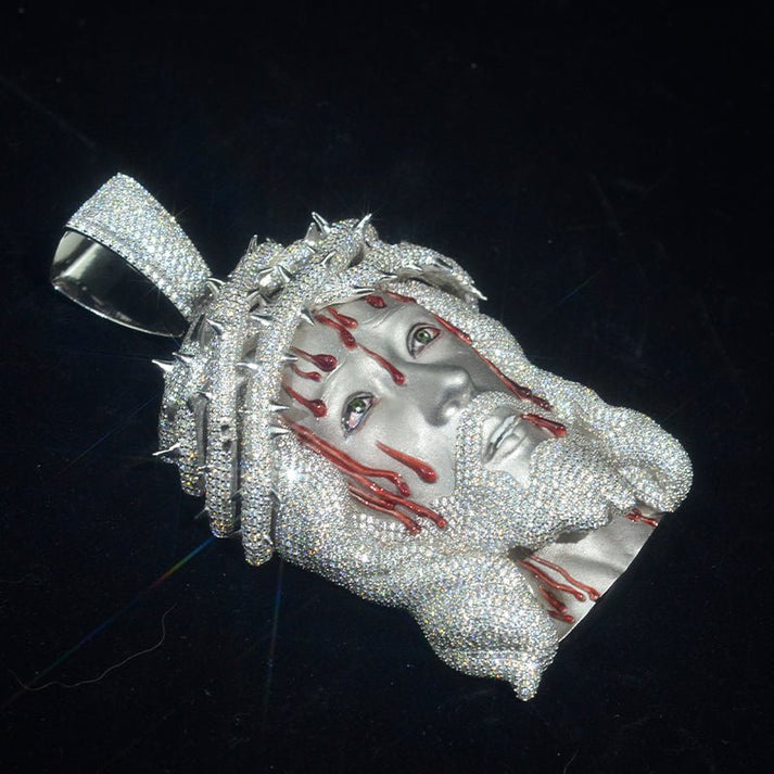 Iced Out Blood Dripping Jesus Pendant Crown of Thorns – Bornreal Jewelry