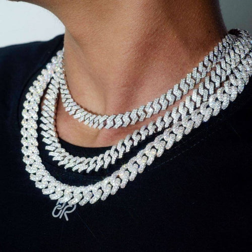 Iced Out 925 Silver Cuban Link Chain Necklace – Bornreal Jewelry
